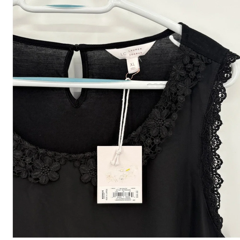 LC Lauren Conrad | Tops | Lc Lauren Conrad Black Sleeveless Top Floral ...
